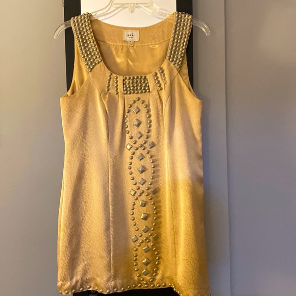 ECI | Tops | Eci New York Sleeveless Gold Top With Front Beading Detail ...